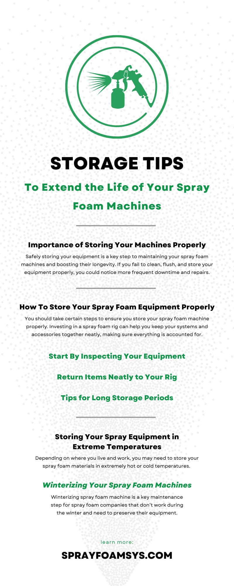 Storage Tips To Extend the Life of Your Spray Foam Machines